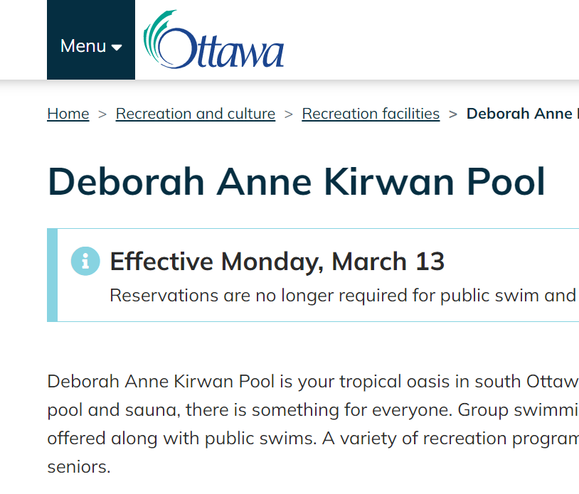 4.3 ⭐ Deborah Anne Kirwan Pool in Ottawa - Reviews - Phone, Address ...